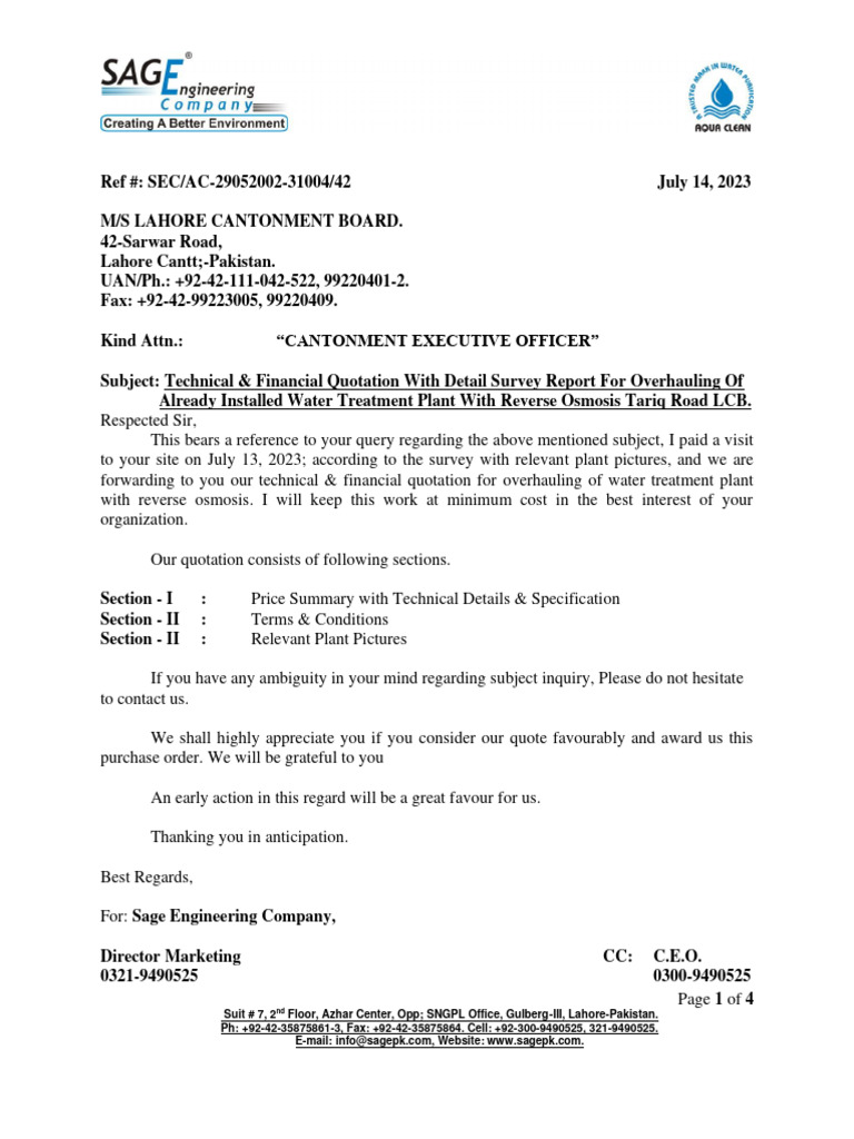 1-Detail Survey Report For Overhauling of Already Installed Water ...