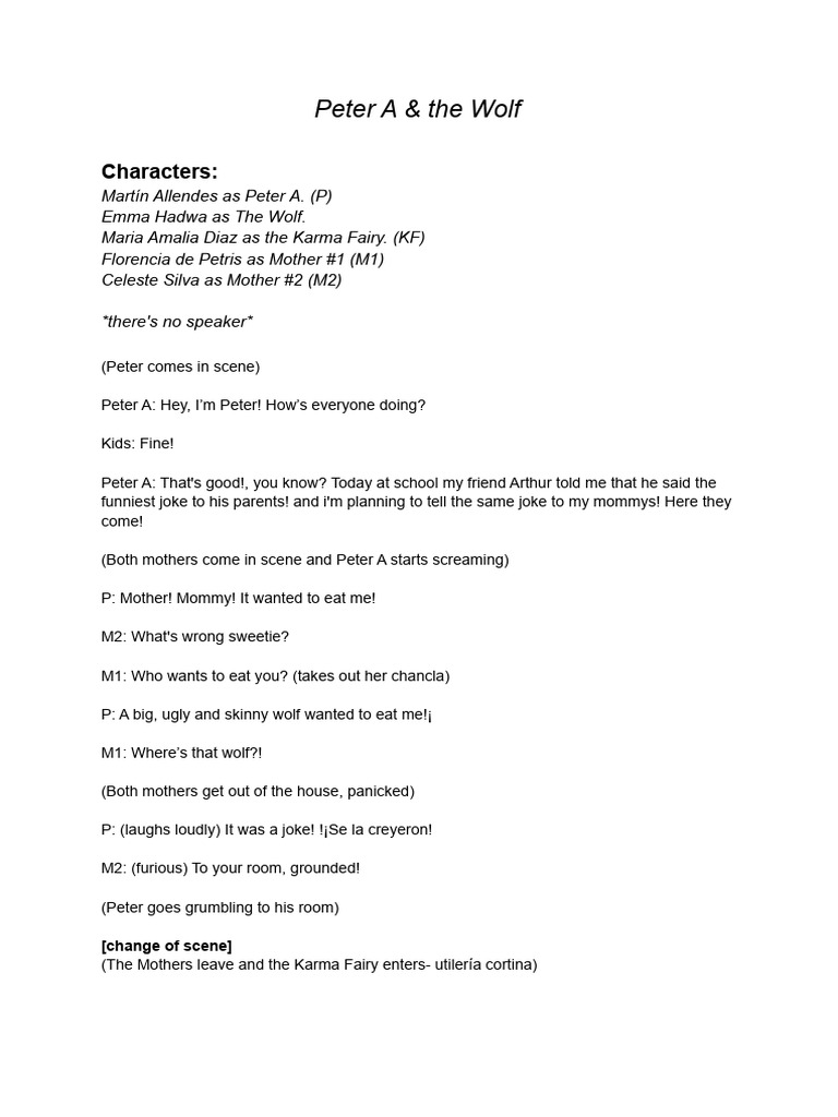 Peter A and The Wolf Script | PDF