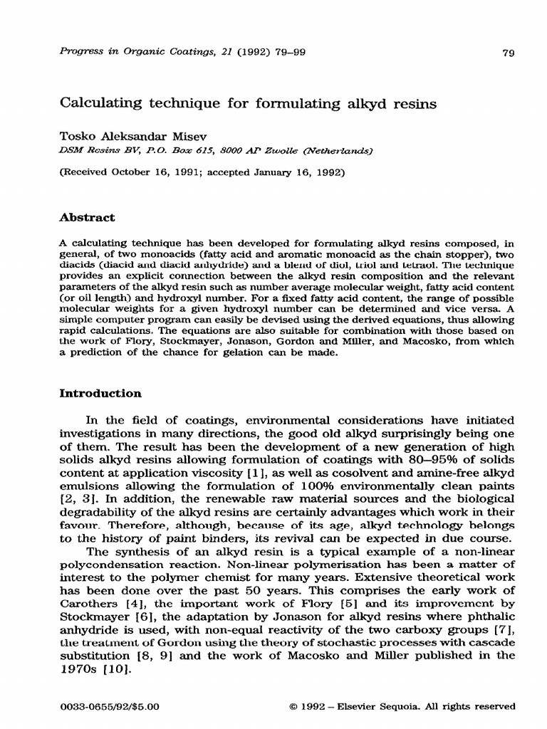 Alkyd Resin Formulation Techniques | PDF | Polyester | Chemistry