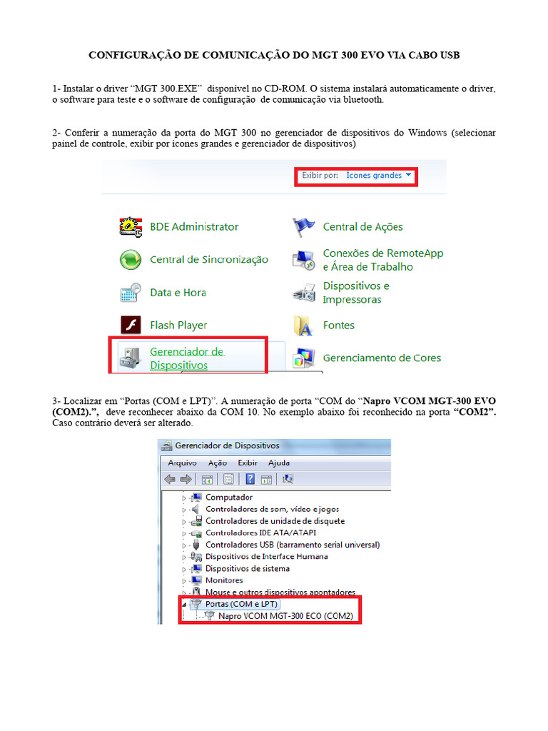 Configuração MGT 300 EVO via USB e Bluetooth | PDF | Bluetooth | USB