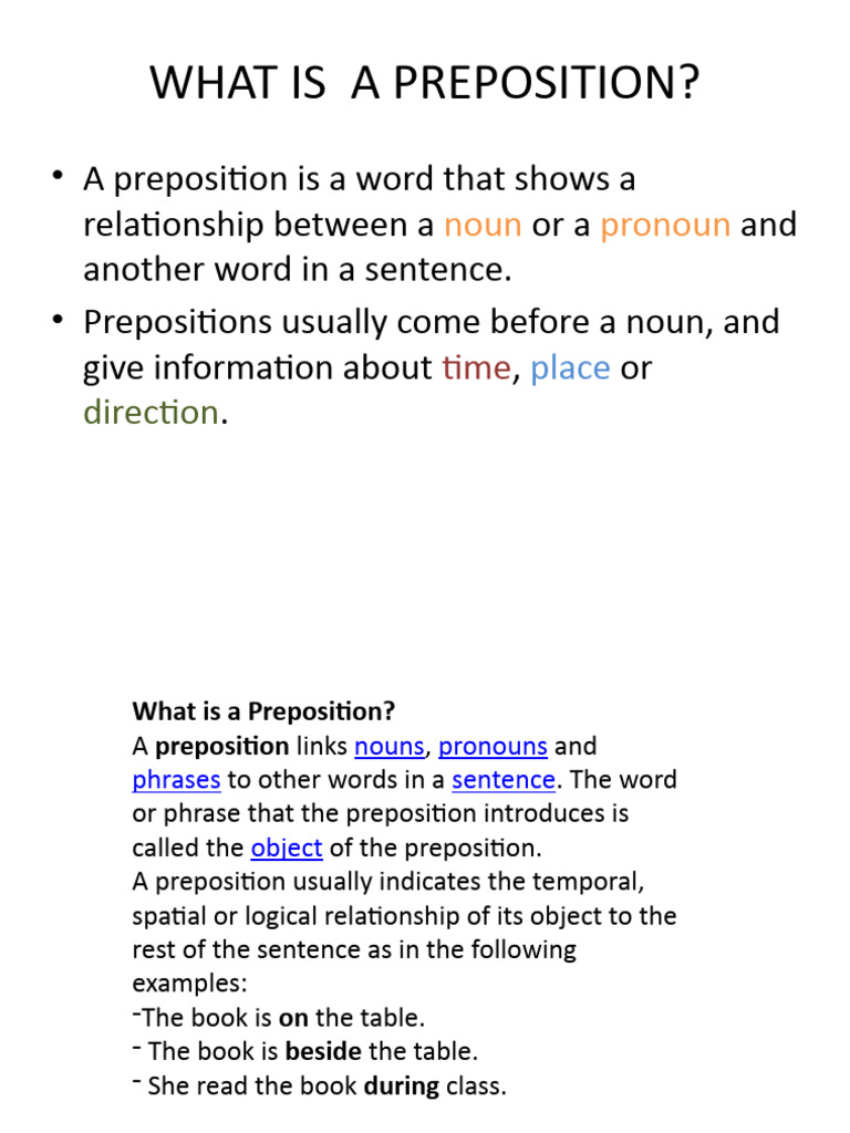 Prepositions | PDF | Preposition And Postposition | Pronoun