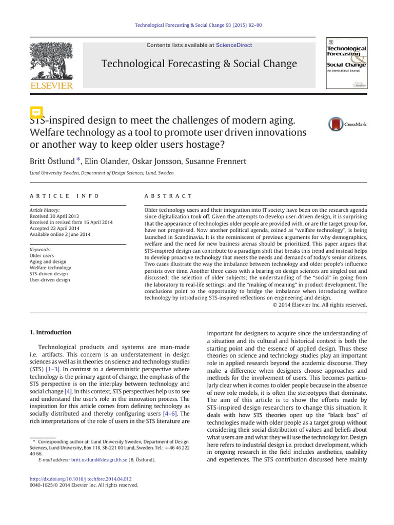 Technological Forecasting & Social Change-1 | PDF | Old Age | Design