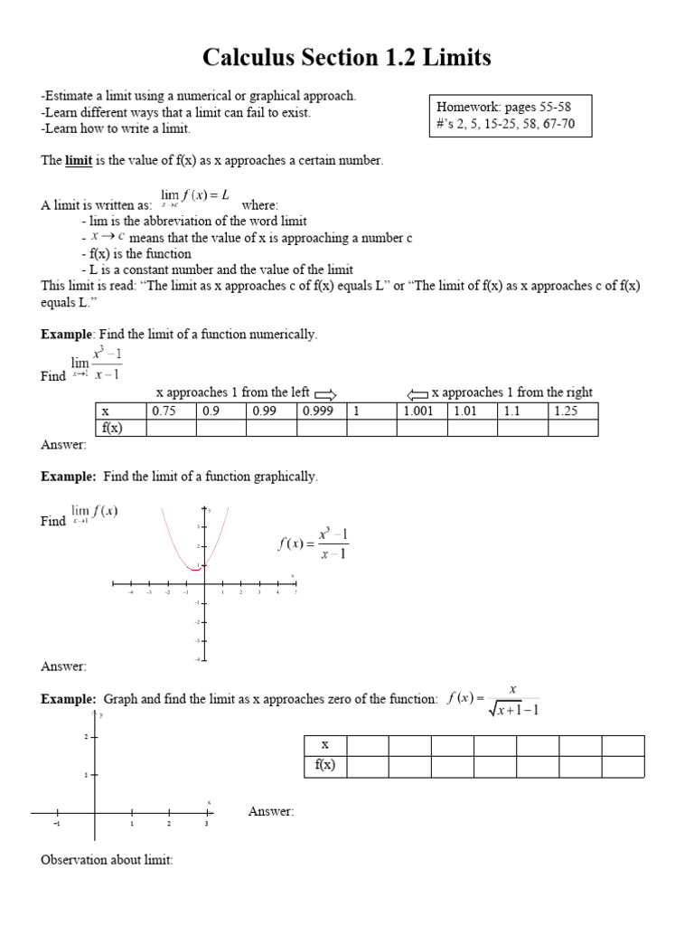1.2 Limits and Their Properties | PDF | Function (Mathematics) | Mathematics