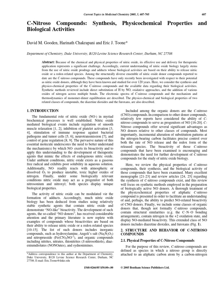 C-Nitroso Compounds: Synthesis & Bioactivity | PDF | Nitric Acid ...