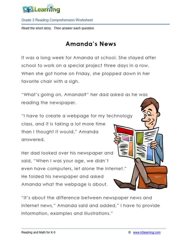 3rd Grade 3 Reading Amandas News | PDF | Newspapers | News