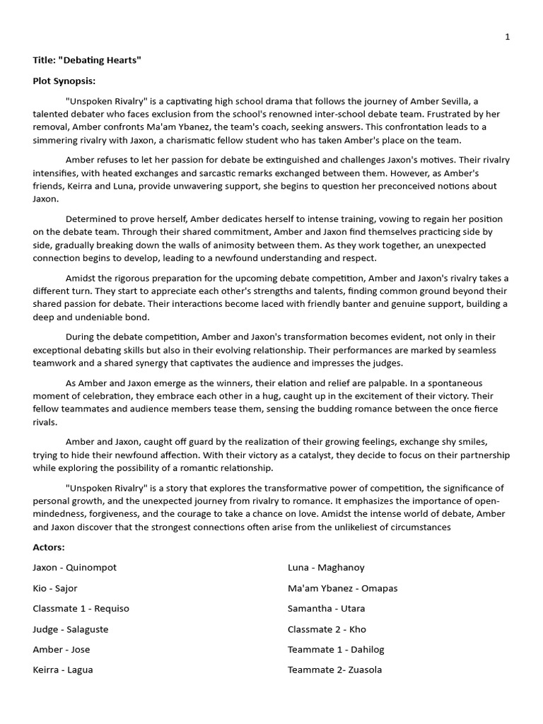 Debating Hearts (ENGLISH DRAMA) | PDF