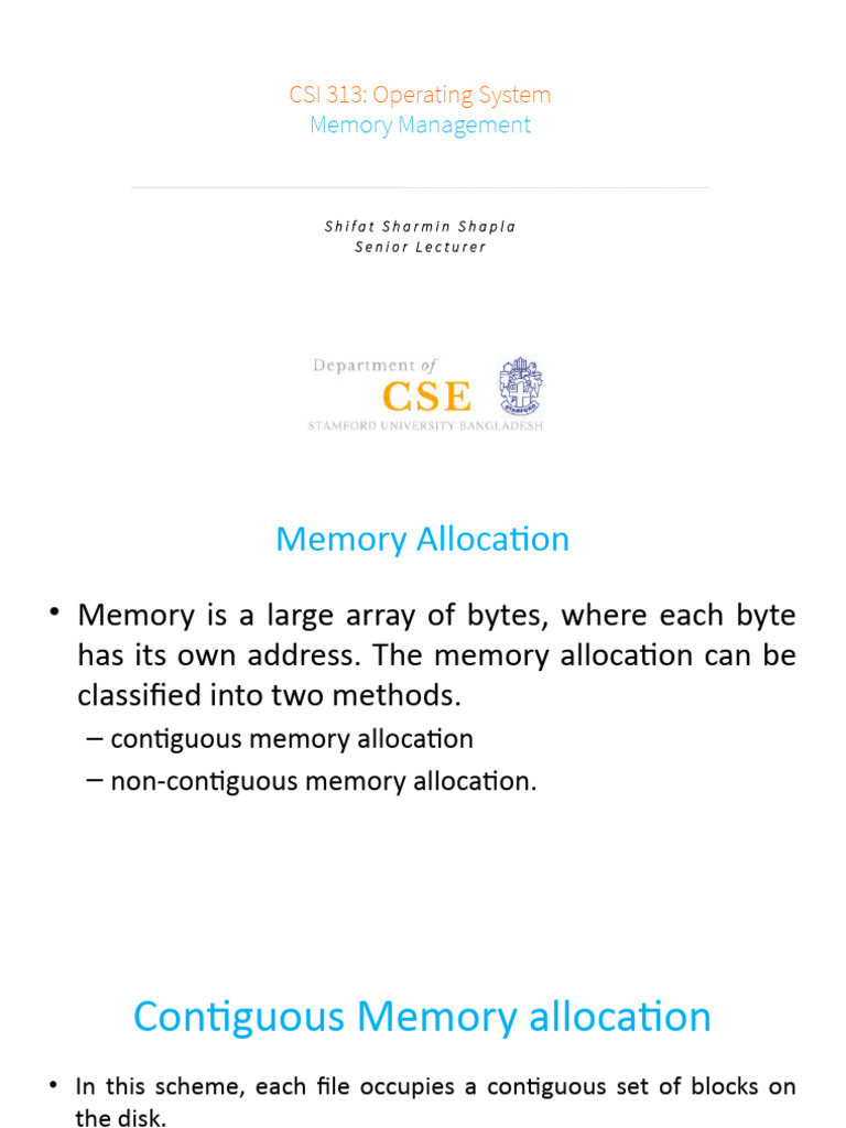 Contiguous Memory Allocation Fixed Variable Size Pdf Computer