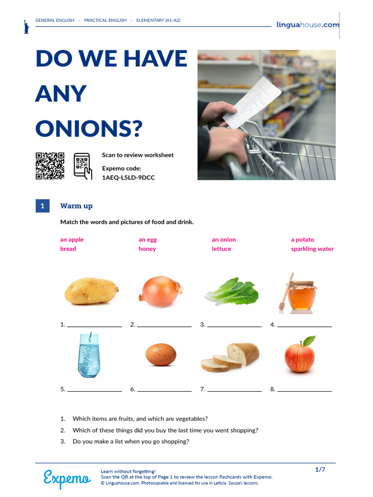 Do We Have Any Onions American English Teacher | PDF | Plural ...