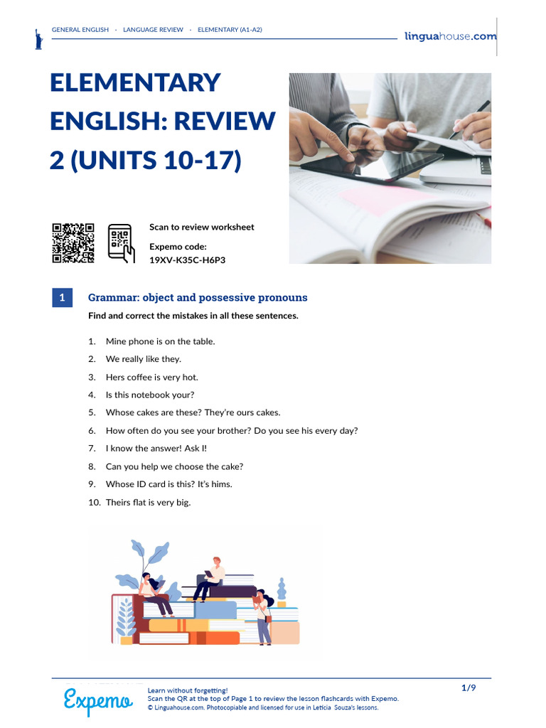 Elementary English Review 2 Units 10 17 American English Teacher | Download Free PDF | English ...