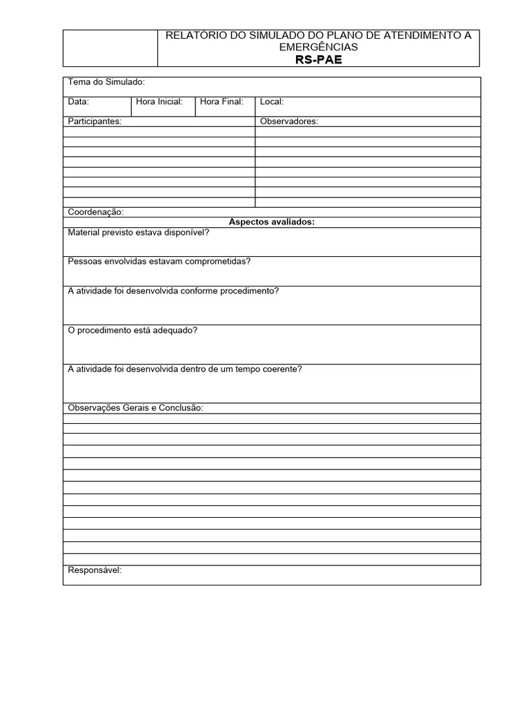 Modelo Registro Simulado PAE | PDF