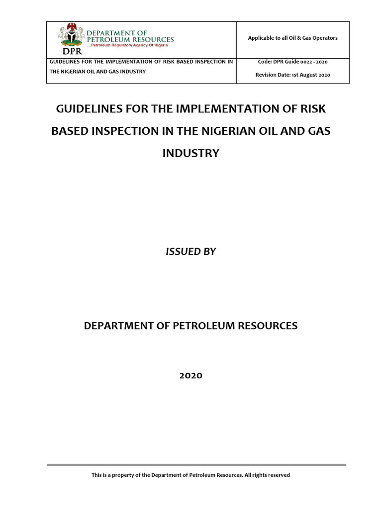 Guidelines For The Implementation of Risk Based Inspection in The Nigerian Oil and Gas Industry ...