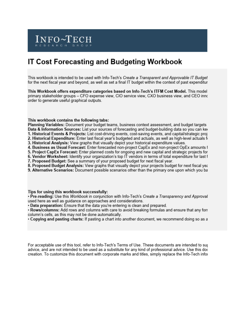 IT Cost Forecasting & Budgeting Workbook | PDF | Capital Expenditure | Cloud Computing