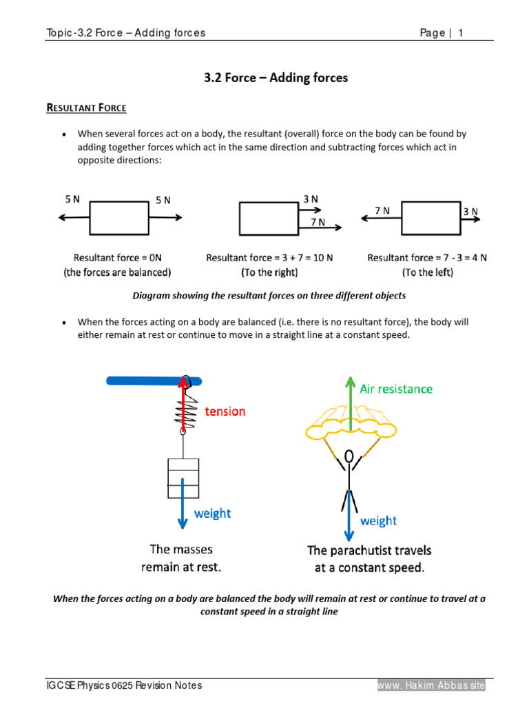 3.2 Force - Balanced, Unbalanced Forces | PDF | Force | Friction