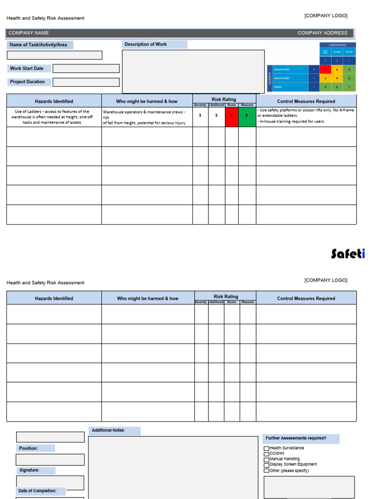 Health and Safety Risk Assessment Template Basic Word V1.2 | PDF | Risk ...