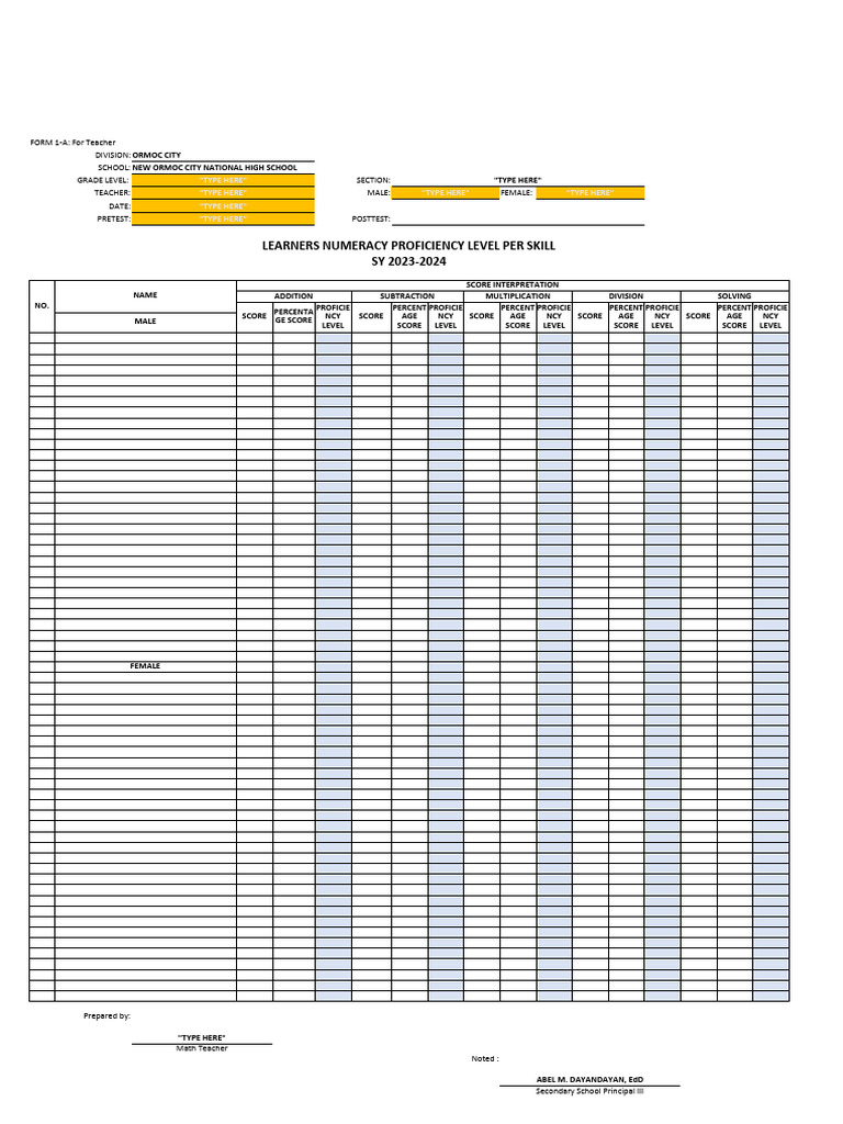 Numeracy Report Template | PDF | Learning | Behavior Modification