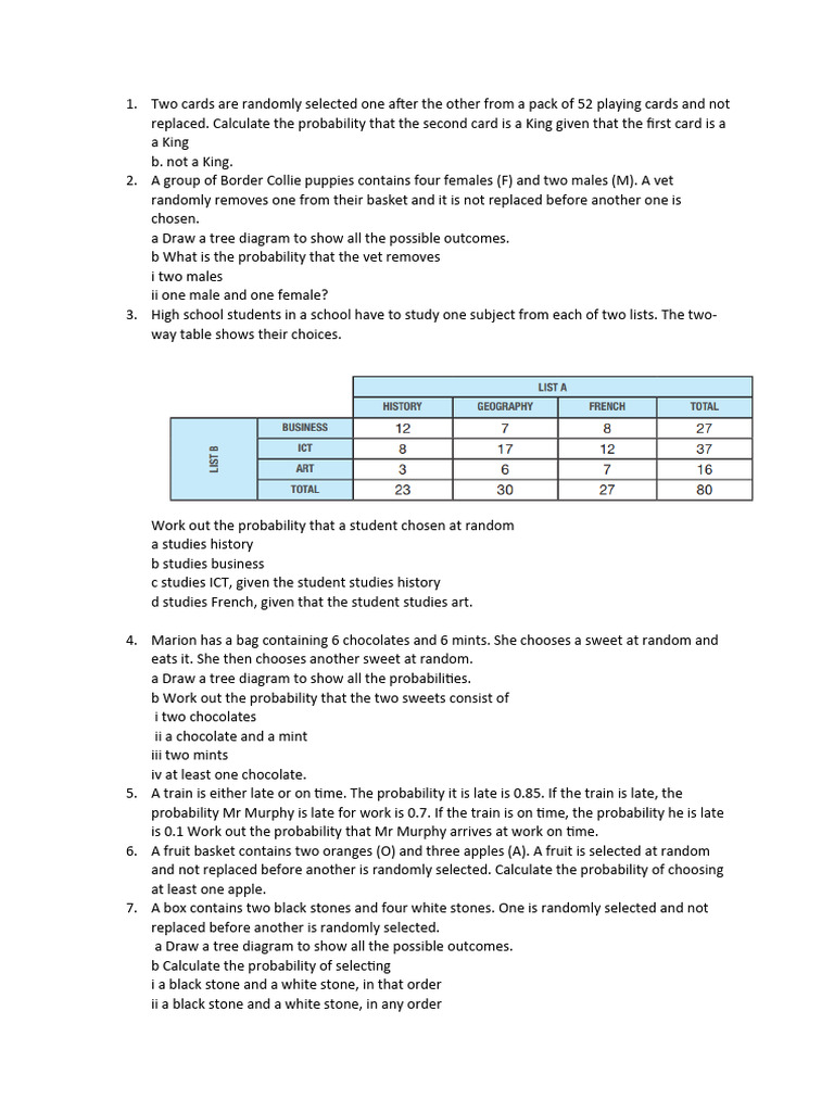 Probability Questions | PDF | Probability | Gaming