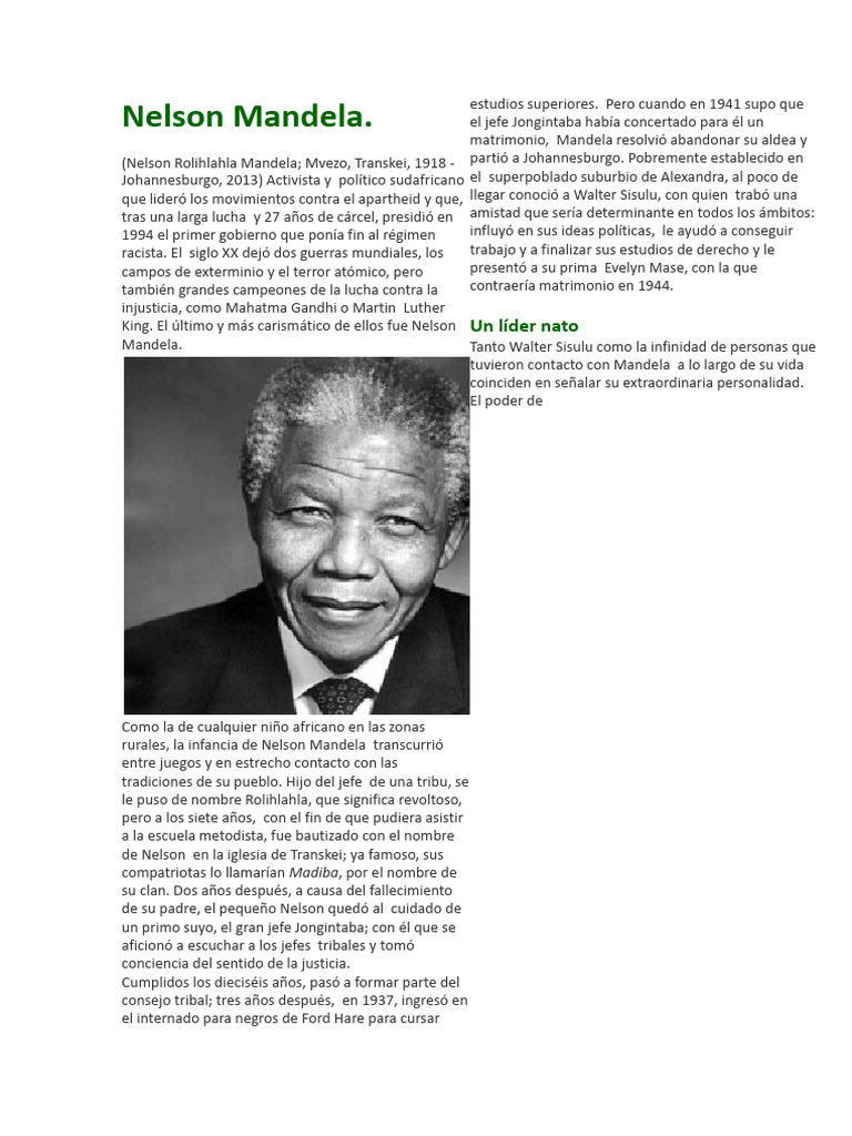 Nelson Mandela Sexta Parte | PDF | Nelson Mandela | Sudáfrica