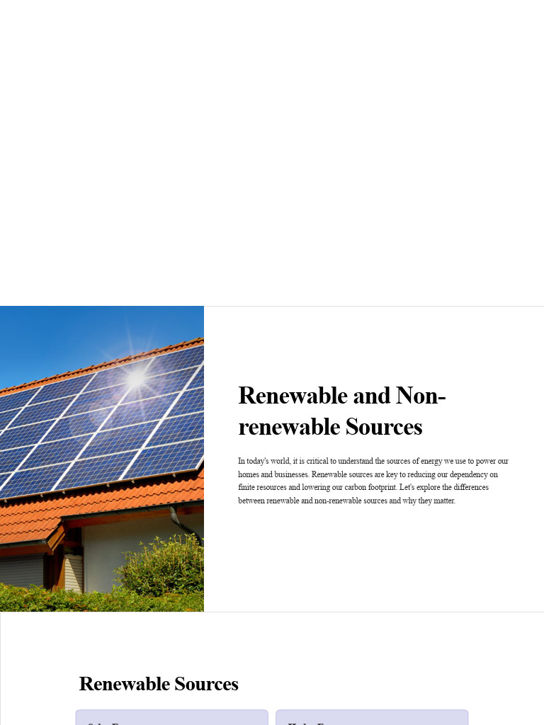 Renewable and Non Renewable Sources | PDF | Renewable Energy | Energy ...