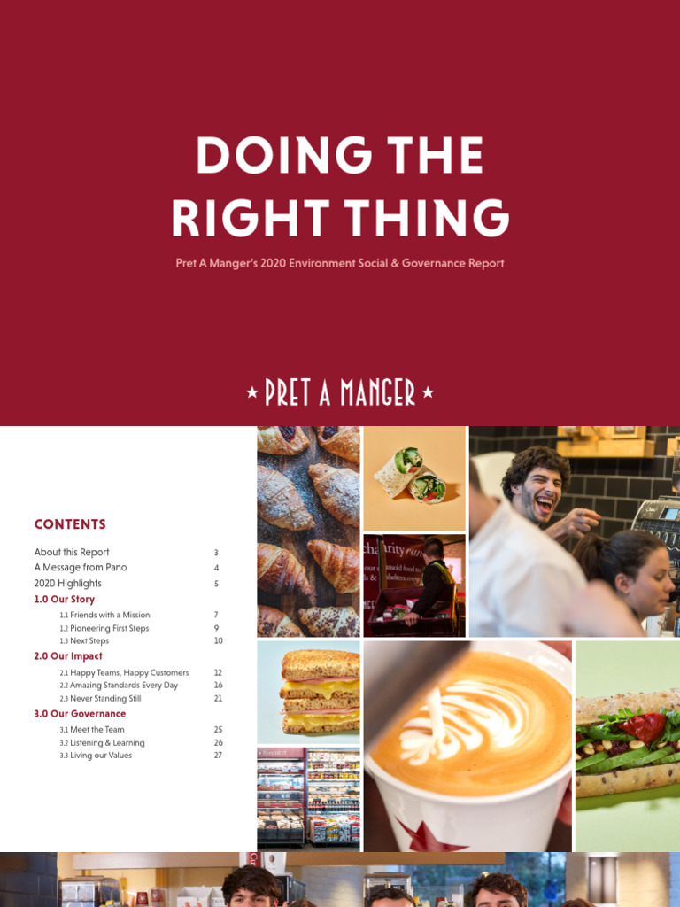 Pret A Manger 2020 ESG Report Summary | PDF | Reuse | Food And Drink
