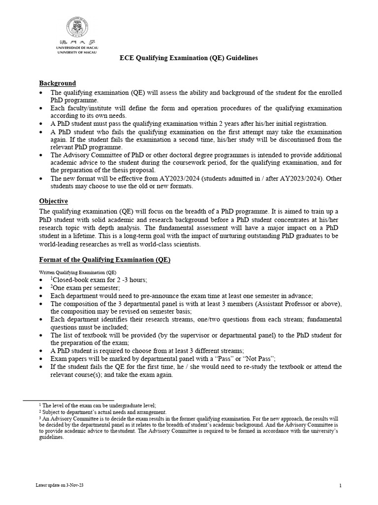 ECE Qualifying Examination Guidelines 1 | PDF | Doctor Of Philosophy ...
