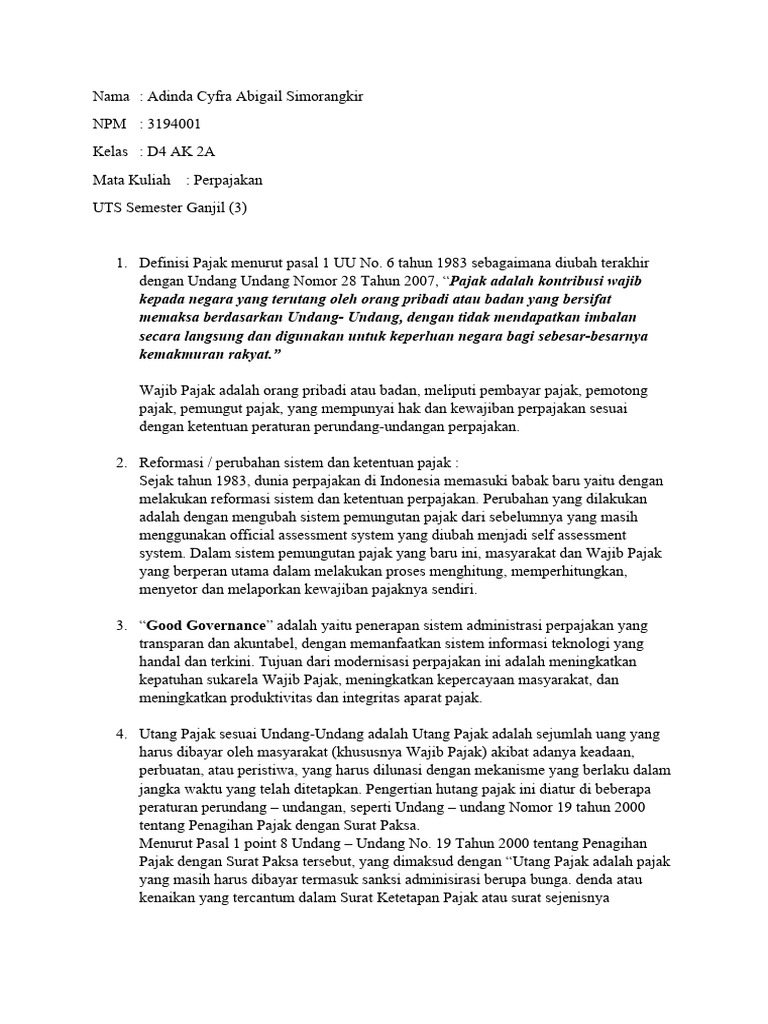 UTS Perpajakan | PDF