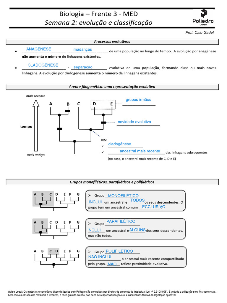 Aula 2 Evolução e Classificação | PDF | Evolução | Classificação biológica