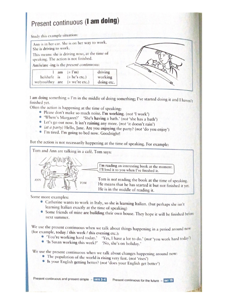 Present continuous (I am doing) | PDF