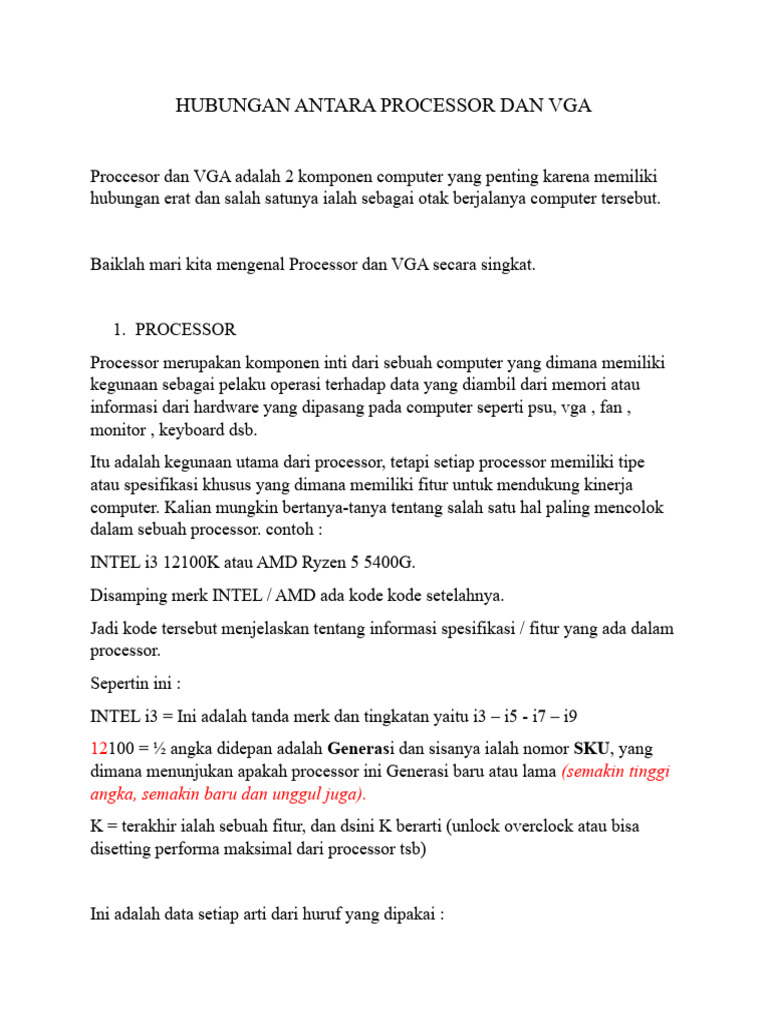 Hubungan Antara Processor Dan Vga | PDF | Game & Aktivitas | Komputer