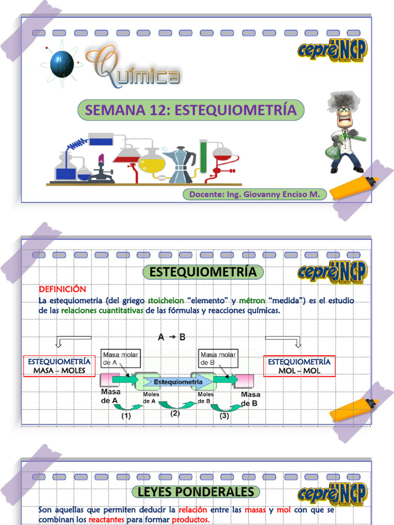 Estequiometría: Fundamentos y Aplicaciones | PDF | Reacciones químicas ...
