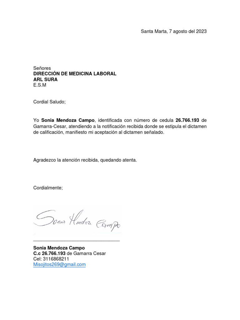 Carta ARL SURA | PDF Carta ARL SURA | PDF