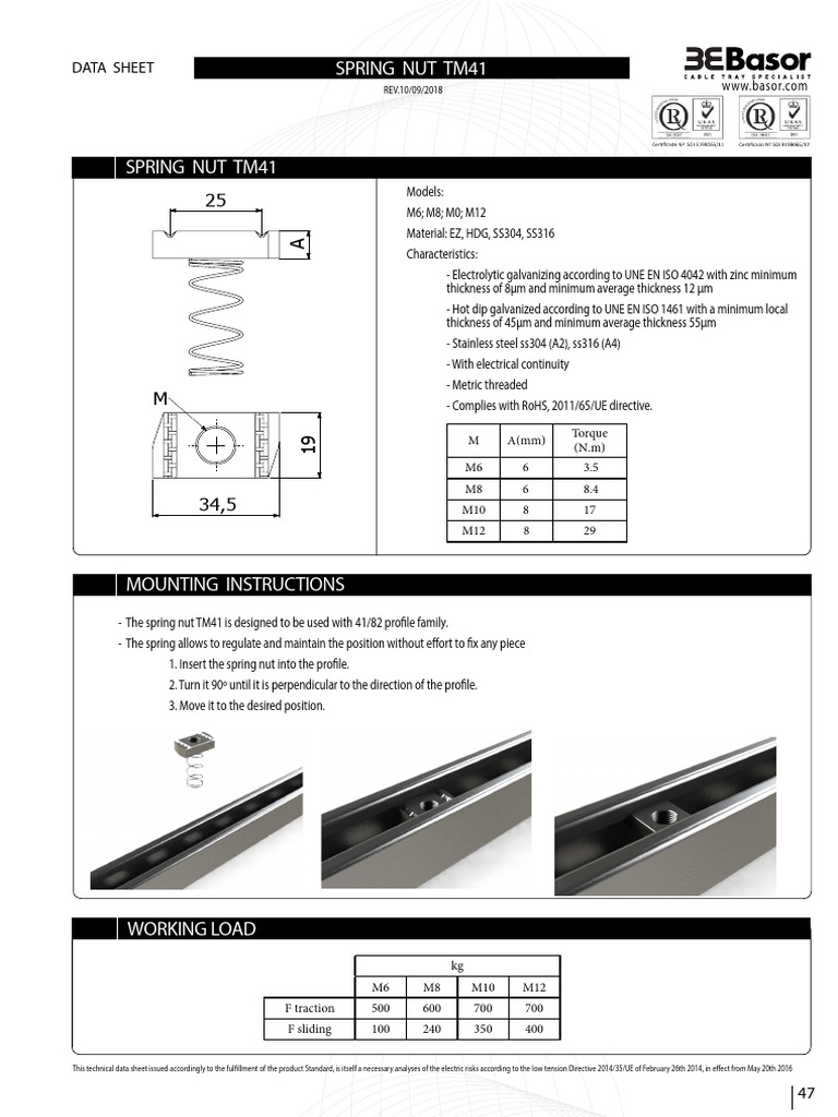 TM41 Spring Nut Specifications and Use | PDF | Industrial Processes ...