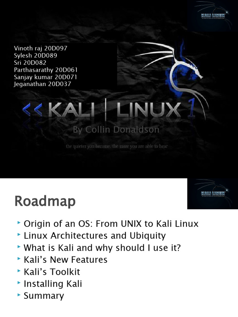 Technical Presentation Kali Linu | PDF | Unix | Linux