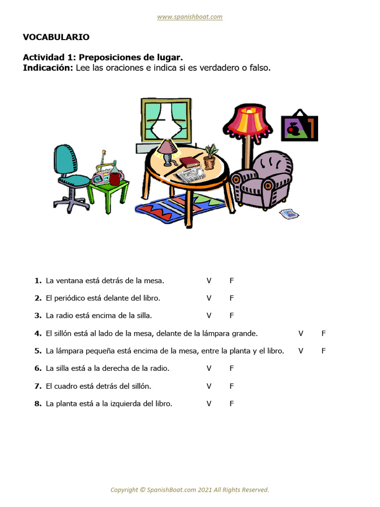 Spanish Prepositions of Place | PDF