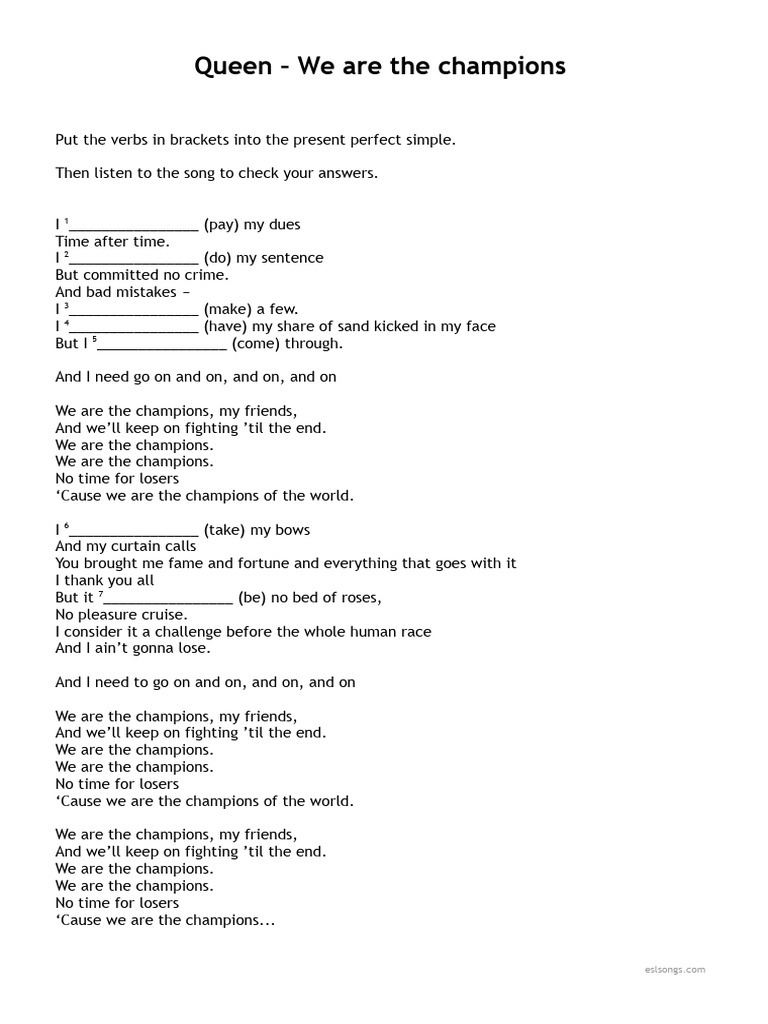 Queen We Are The Champions | PDF