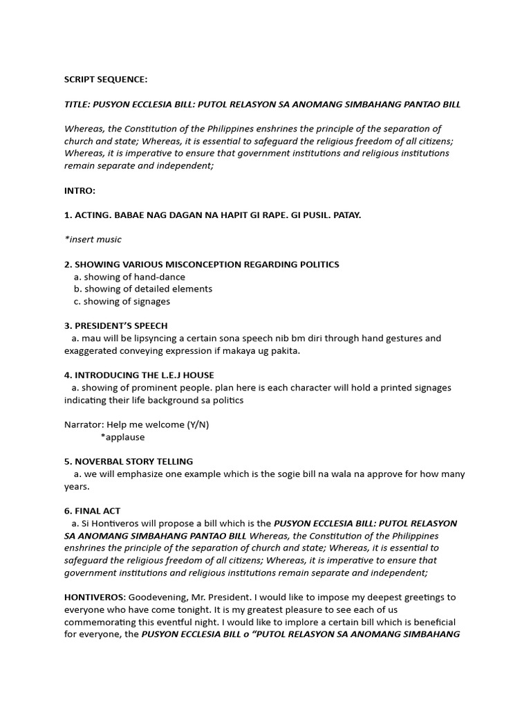 Script Sequence | PDF | Separation Of Church And State | Justice