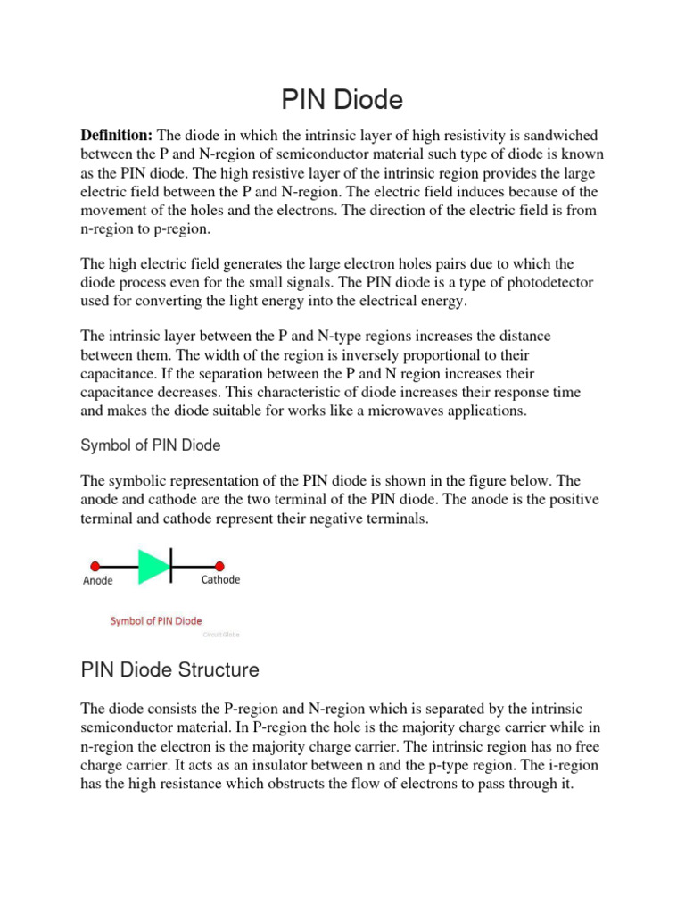 Pin Diode Pdf Diode P N Junction