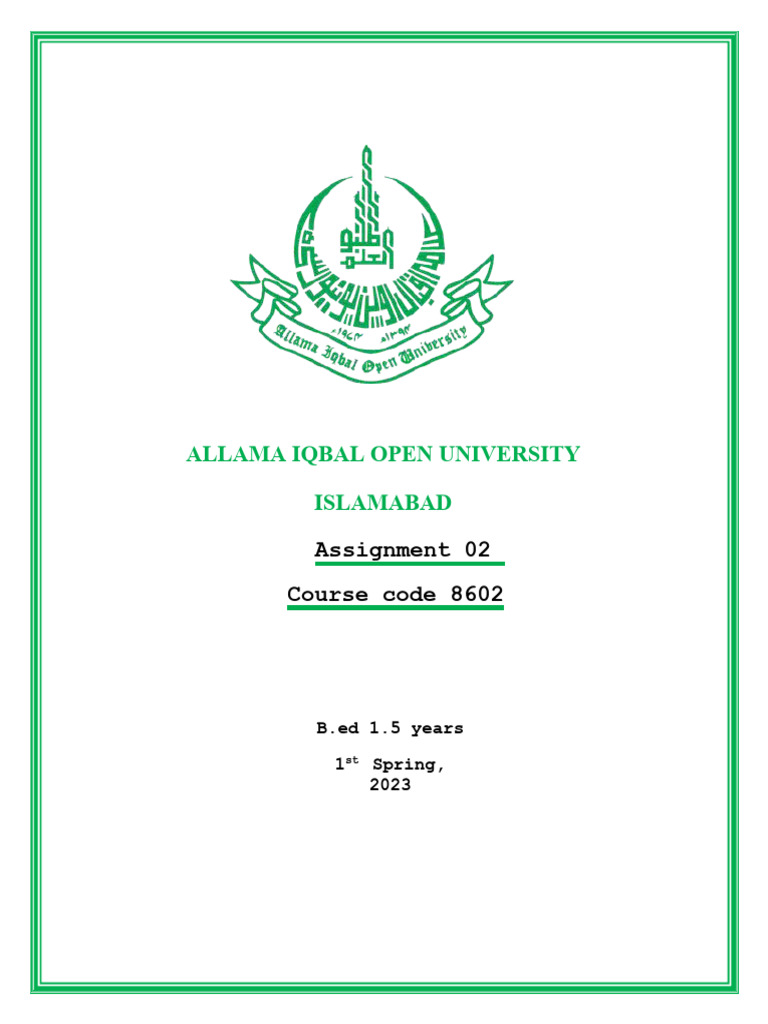 Assignment 1 8602 Spring 2023 | PDF | Validity (Statistics) | Educational Assessment