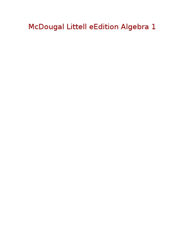 McDougal Littell Eedition Algebra 1 - Table of Contents | PDF ...