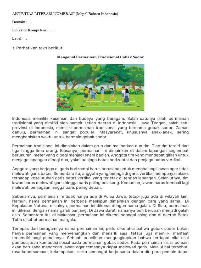 AKTIVITAS LITERASI Mapel Bindo | PDF