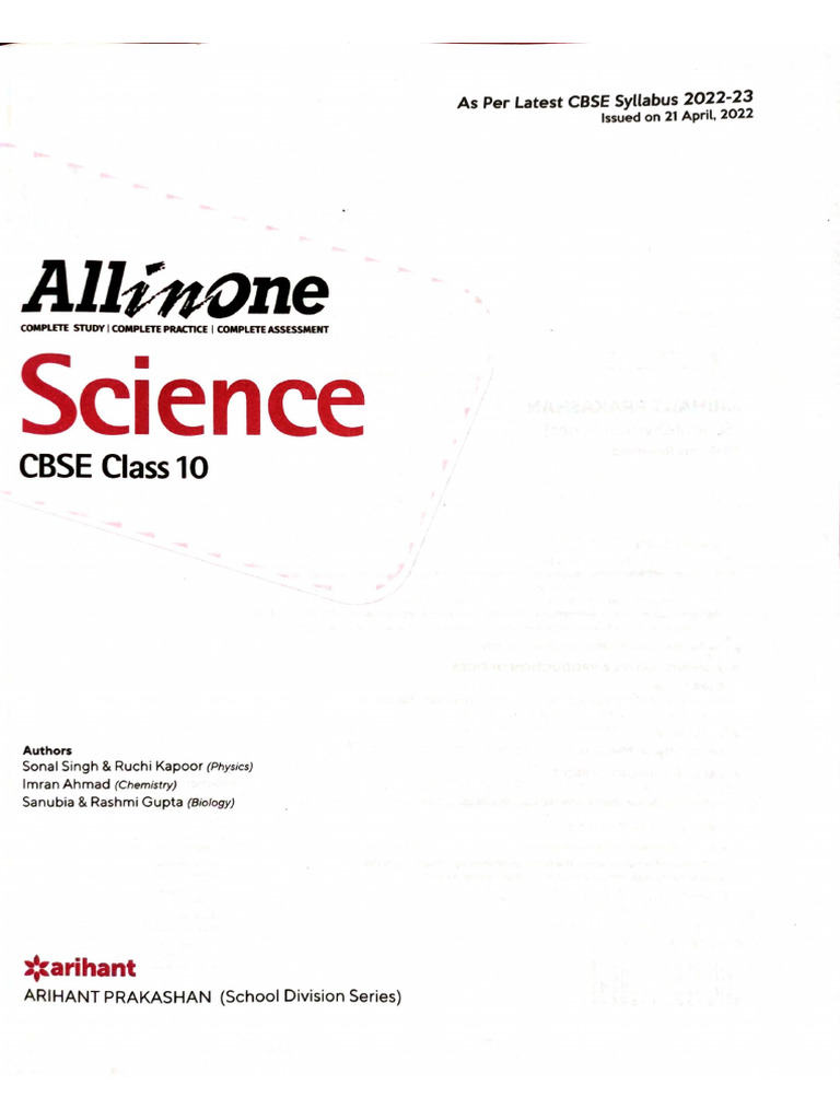 Science Arihant All in One CBSE Class 10 | PDF