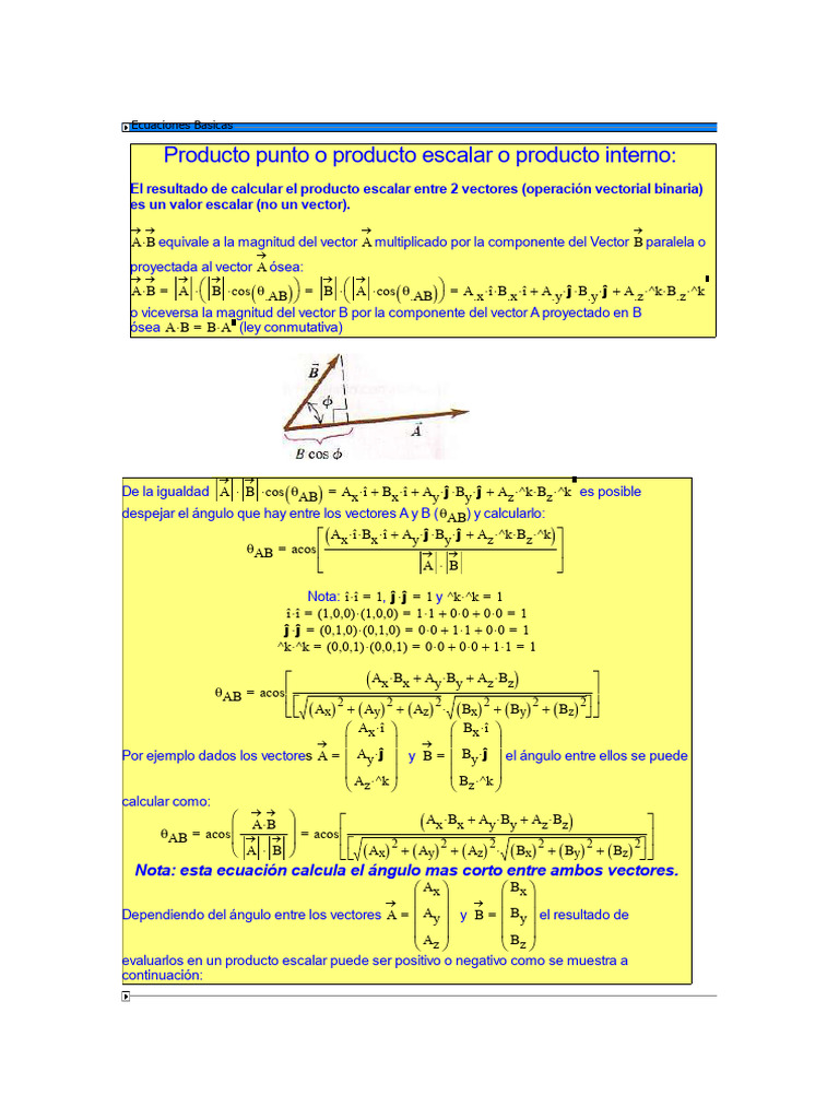 Producto Escalar | PDF | Vector Euclidiano | Escalar (Matemáticas)
