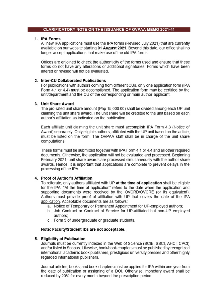 IPA Clarificatory-Note | Download Free PDF | Academic Publishing ...