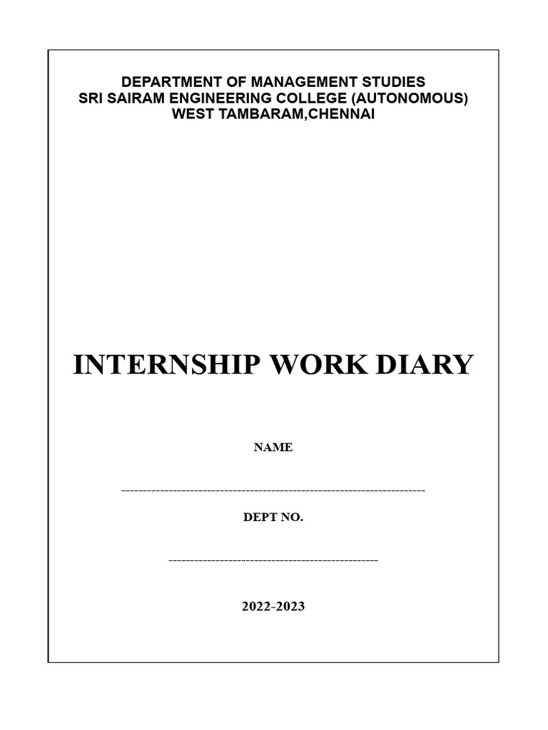 Internship Work Diary Template | PDF | Technology & Engineering