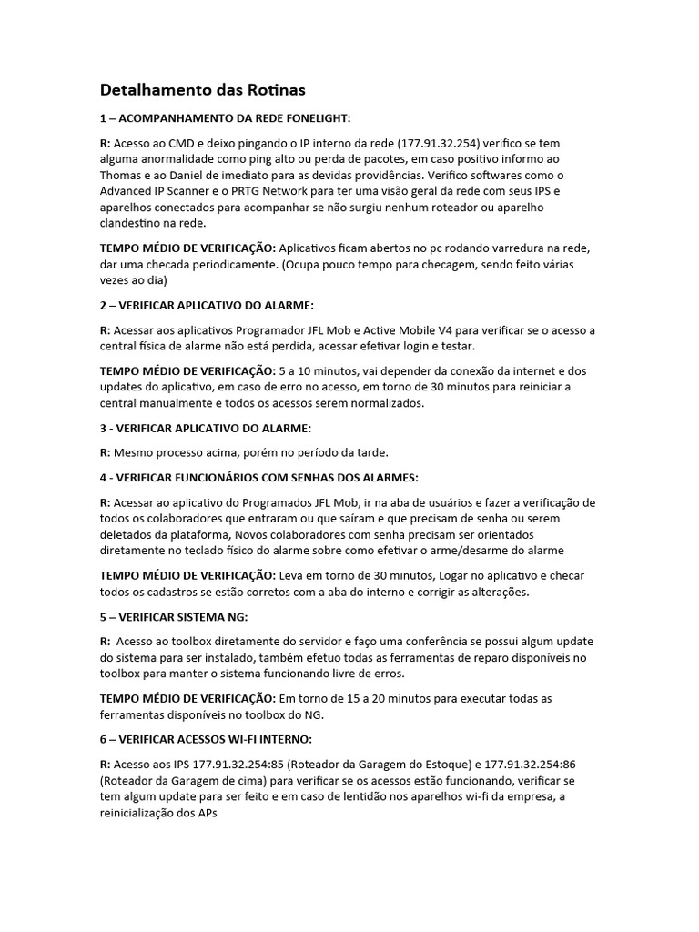 Rotinas de Manutenção de Rede e Sistemas | PDF | Rede de computadores ...