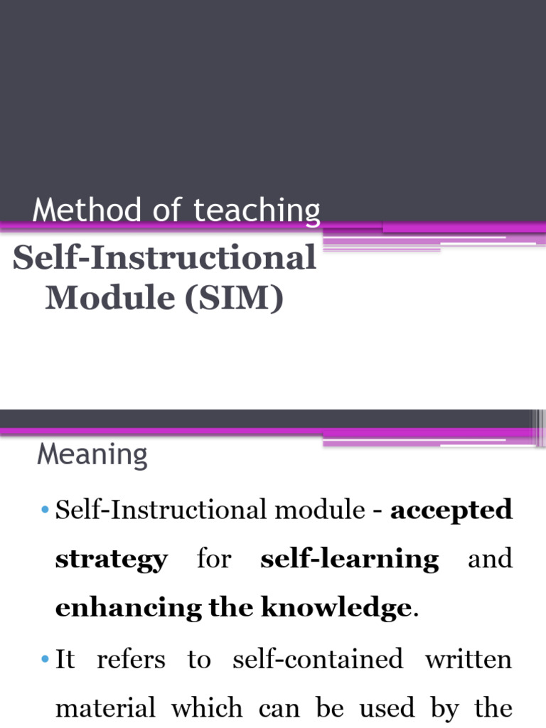 Teaching Methods - Self-Instructional Module | PDF | Learning | Evaluation