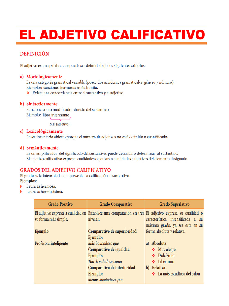 El Adjetivo | PDF