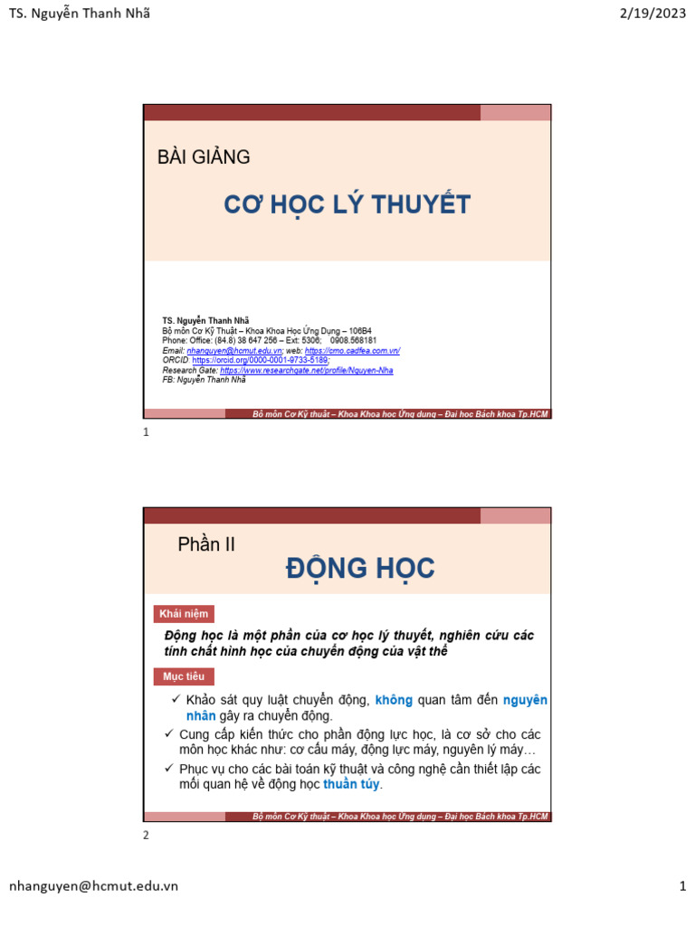 Phan 2 - Dong Hoc - Chuong 6 - Dong Hoc Diem | PDF
