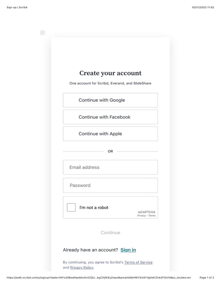 Sign Up - Scribod | PDF