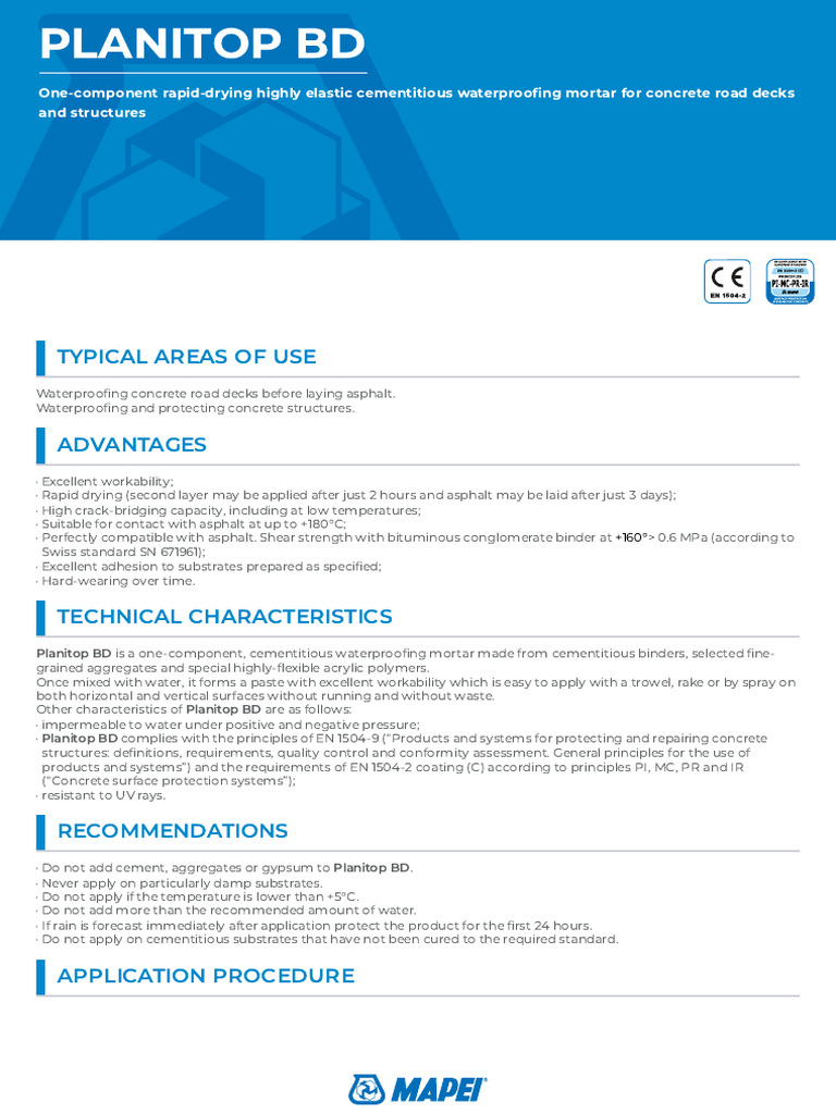 Planitop BD | PDF | Concrete | Cement