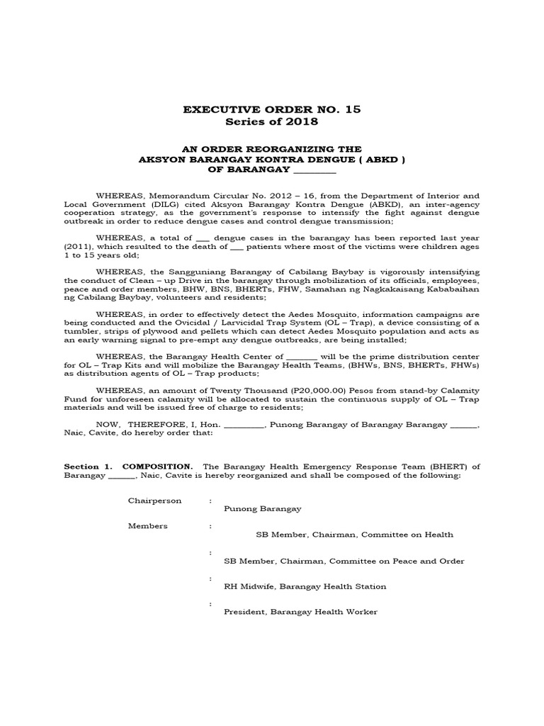 Eo No. 015 - 2018 Reorganization of Abkd | PDF